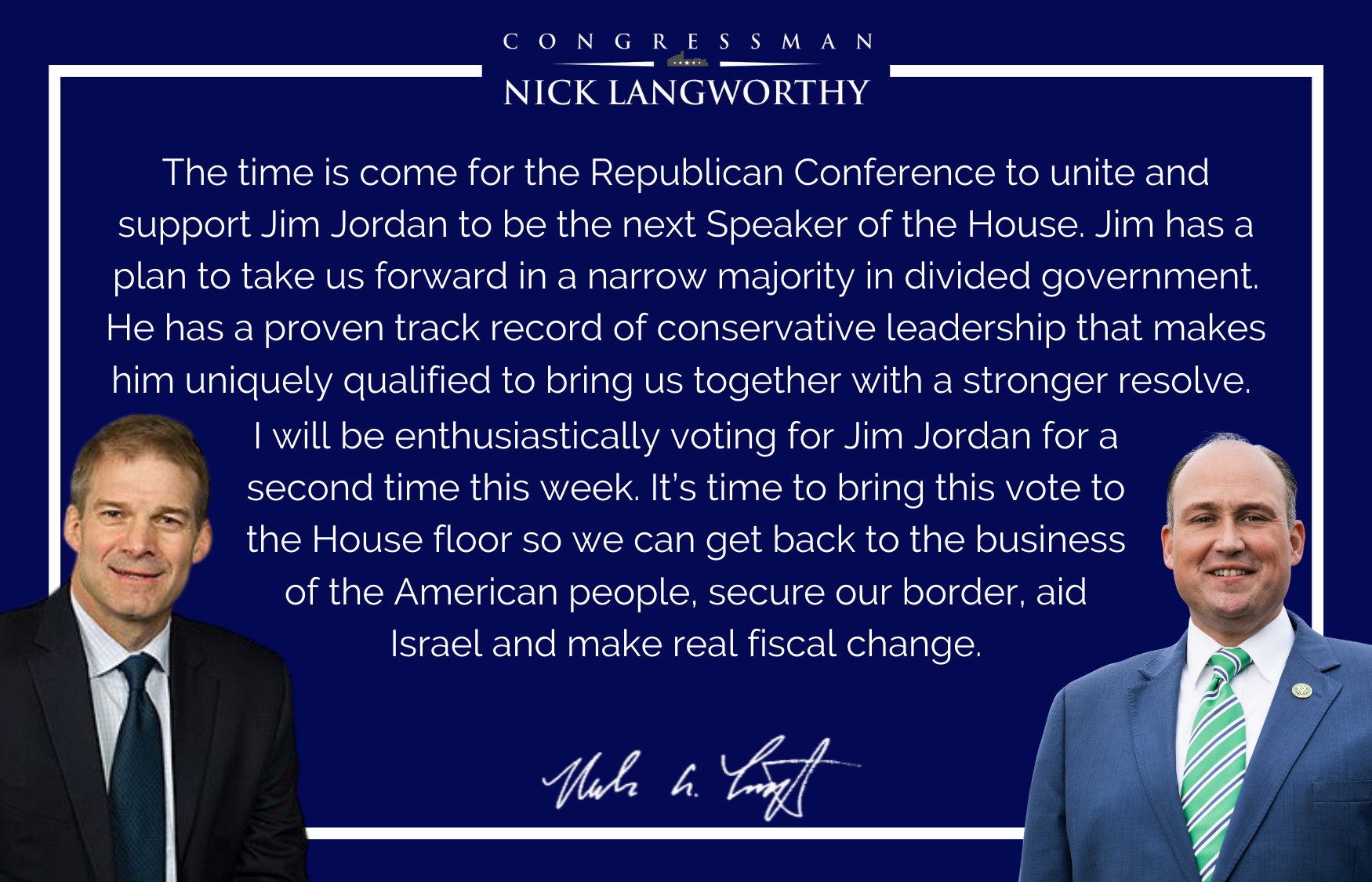 Congressman Langworthy Endorses Jim Jordan for Speaker of the House ...