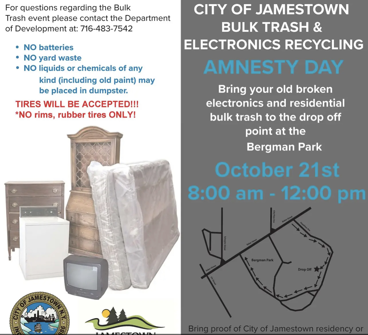 Bulk Trash Amnesty Day at Bergman Park to Accept Tires – WNY News Now